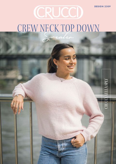 Crucci Knitting Pattern 2309 Top Down Raglan Sweater | Crucci Australia